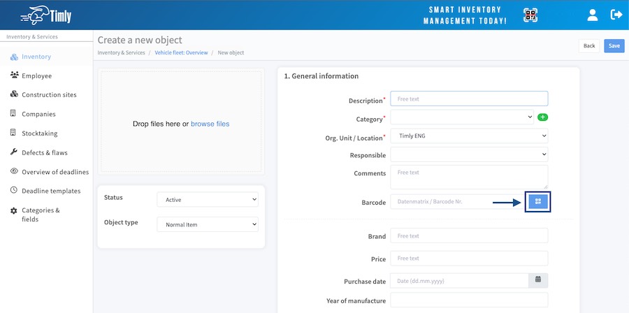 How Do I Link A Barcode To An Object Timly Software